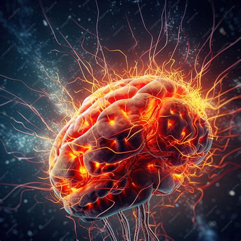Premium Ai Image Bioluminescent Human Brain With Powerful Electrical