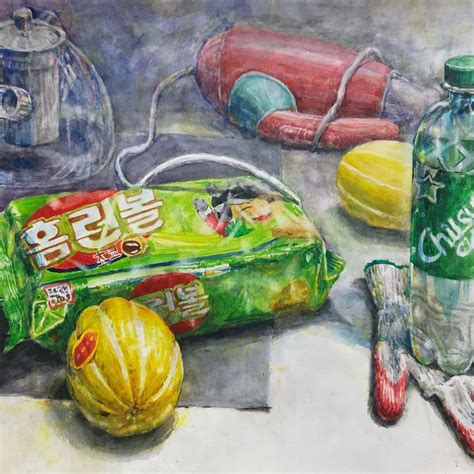 잠실 다트미술학원 정물수채화 학생수업작 소개 Ethnic Recipes Fresh Rolls Watercolor