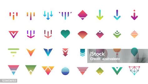 아래로 스 와이프 다운로드 아이콘 스크롤 컬러 픽토그램 세트 블로거 웹 Ui Ux 디자인 벡터 다채로운 응용 프로그램 및 소셜