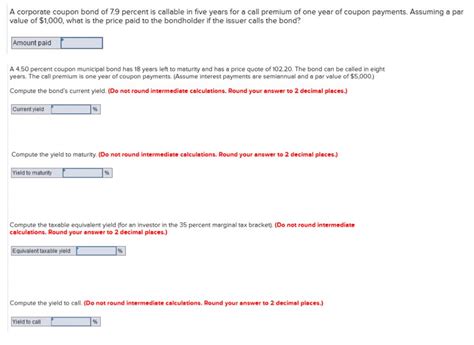 Solved A Corporate Coupon Bond Of 7 9 Percent Is Callable In Chegg