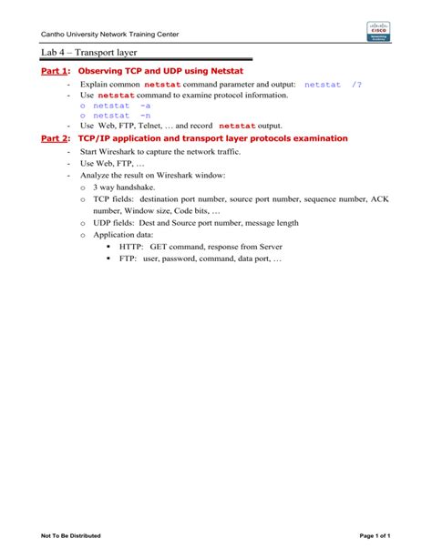 Tcpudp Netstat And Wireshark Lab Exercise