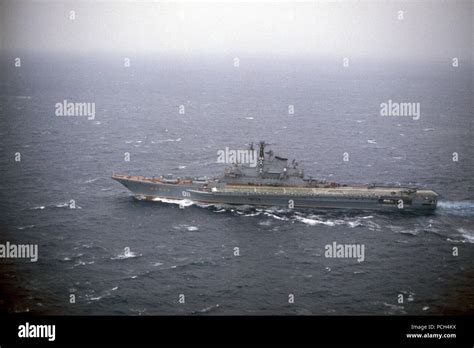 An Aerial Port Beam View Of The Soviet Kiev Class Aircraft Carrier