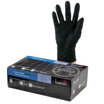 Gloves Black Nitrile Pf
