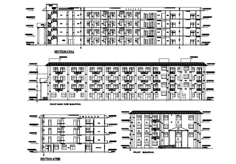 Section View Of The Hostel Block Is Given In This Autocad Drawing Model Download The Autocad