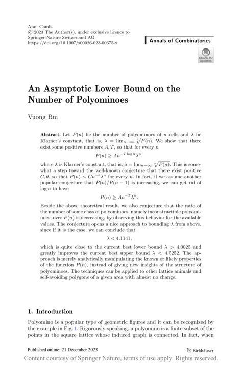 An Asymptotic Lower Bound On The Number Of Polyominoes