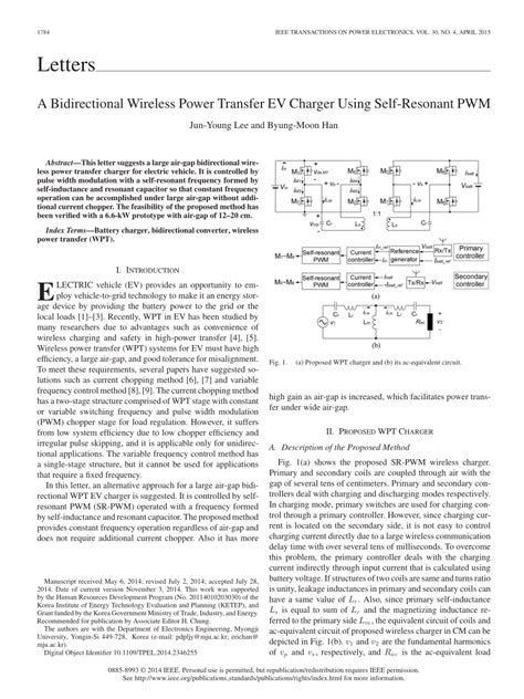 Pdf A Bidirectional Wireless Power Transfer Ev Charger Using Self