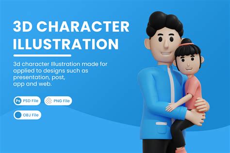 Premium Dad With Daughter 3d Illustration Pack From People 3d Illustrations