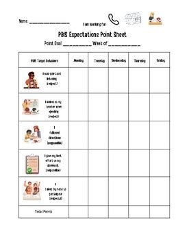 Pbis Behavior Point Sheet By Teachmrsdteach Tpt