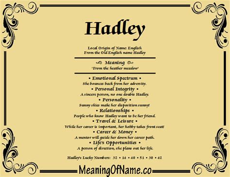 Hadley Meaning Of Name