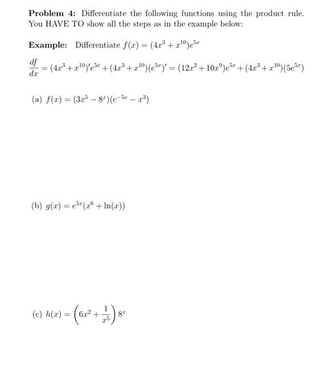 Solved Problem 4 Differentiate The Following Functions