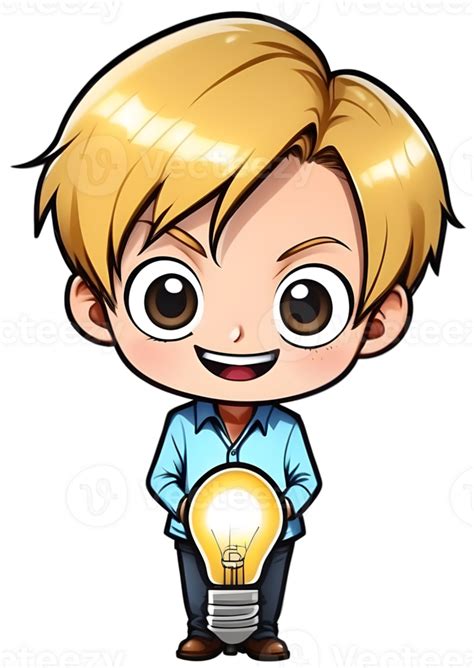 Ai Generated Anime Character With Blonde Hair And Lightbulb 35098204 Png