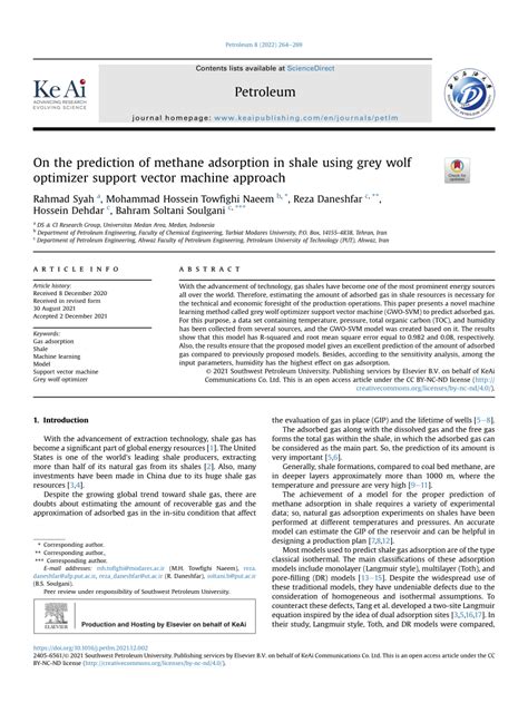 [pdf] On The Prediction Of Methane Adsorption In Shale Using Grey Wolf Optimizer Support Vector