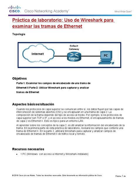 7 1 6 Lab Use Wireshark To Examine Ethernet Frames Pdf