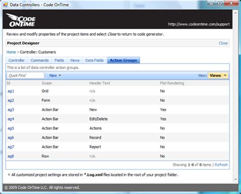 code on time batch edit “row” scope multiple row selection actions