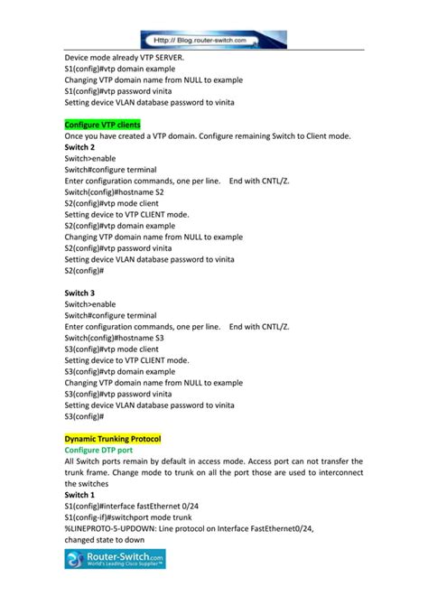 How To Configure Vlan Stp Dtp Step By Step Guide DOCX Computer Networking Computing