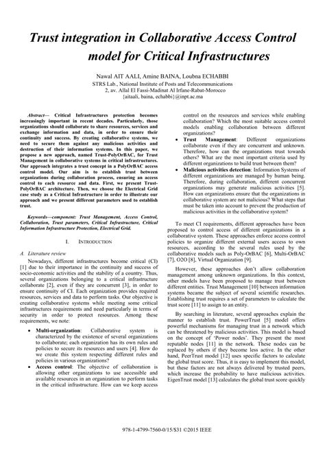 Pdf Trust Integration In Collaborative Access Control Model For Critical Infrastructures