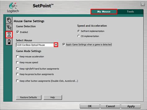 Customizing My V220 Mouse Game Settings With Logitech Software
