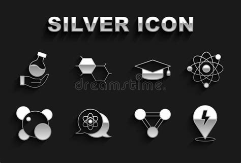 Set Atom Lightning Bolt Molecule Graduation Cap Test Tube And