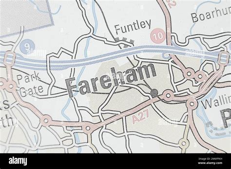 Fareham Hampshire United Kingdom Atlas Map Town Name Line Drawing