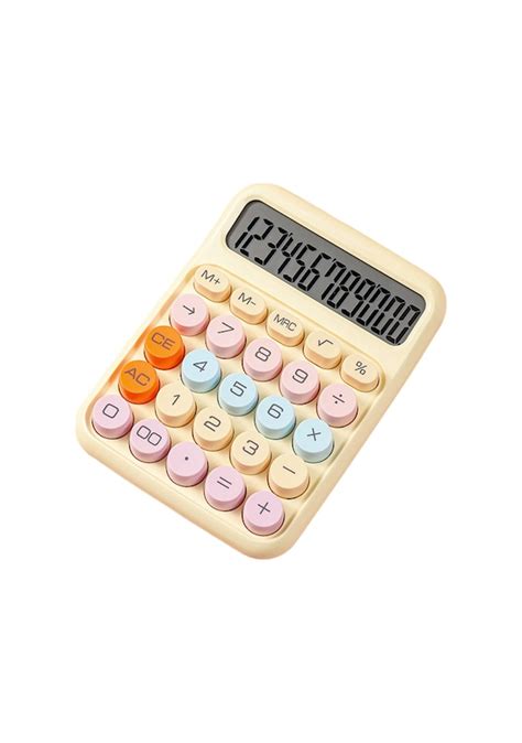 Springsun Mekanik Hesap Makinesi 12 Haneli Büyük Lcd Ekran Büyük Yuvarlak Düğme Sevimli Şeker