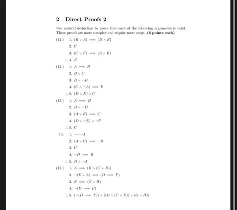 Direct Proofs Use Natural Deduction To Prove That Chegg Com
