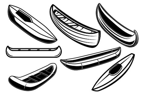 카약 카누 보트의 그림 세트 포스터 카드 배너 기호에 대한 디자인 요소 벡터 일러스트 레이 션 카누 노 젓는 배에 대한 스톡 벡터 아트 및 기타 이미지 Istock