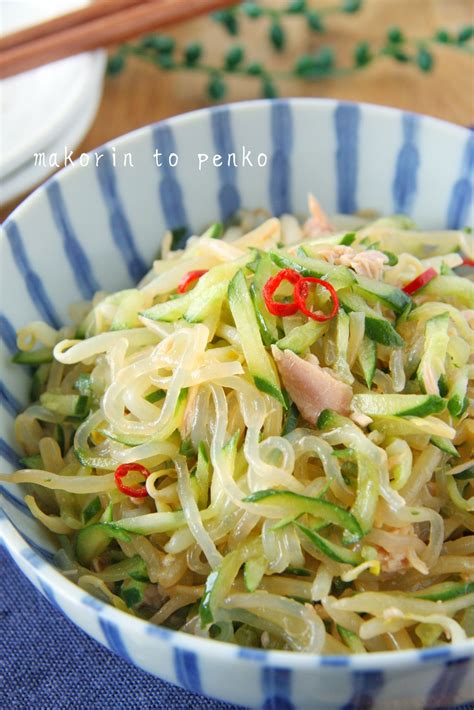 作り置き＊糸こんにゃくとツナの中華サラダ【ダイエットにも】 レシピ 糸こんにゃく 料理 レシピ こんにゃく レシピ
