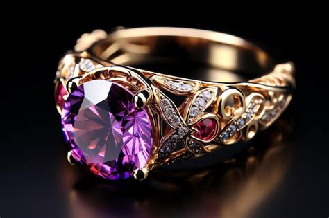 Premium Photo A Gold Ring With A Purple Stone