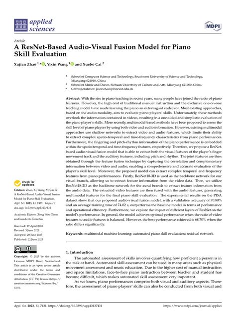 A Resnet Based Audio Visual Fusion Model For Piano Skill Evaluation Pdf Applied Mathematics