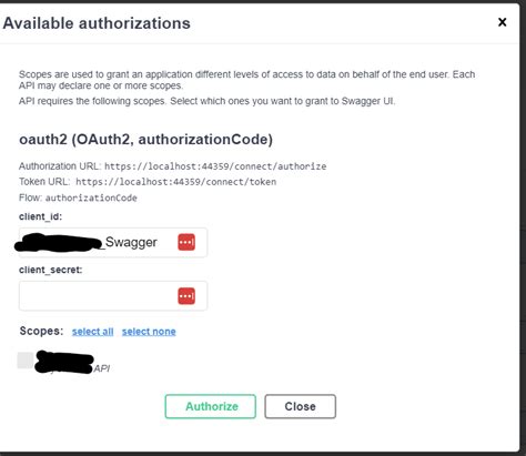 swagger authorization error 6312 support abp io