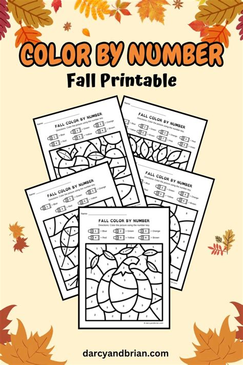 Color By Number Fall Printable Worksheets