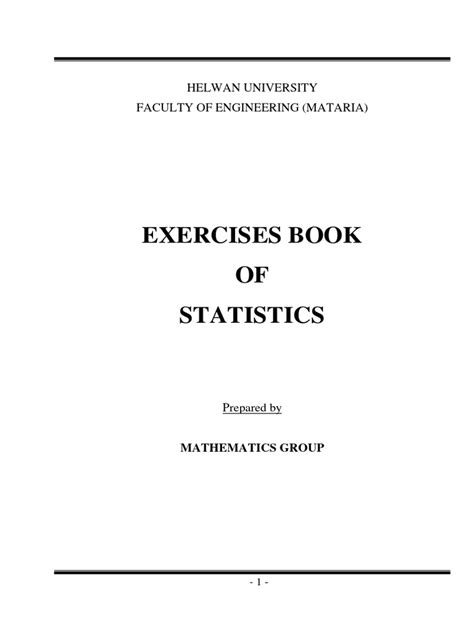 Exercise Book Of Statistics Pdf Coefficient Of Variation Probability Distribution