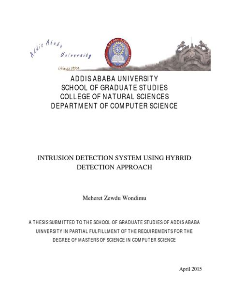 meheret zewdu pdf intrusion detection system using hybrid detection