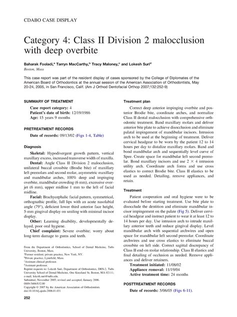 Class Ii Division 2 Malocclusion With Deep Overbite Am J Orthod