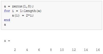 Example Row Vector Of MATLAB Loops Statements Etc