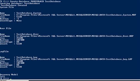 creating sql server database with powershell