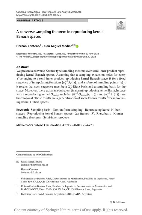 A Converse Sampling Theorem In Reproducing Kernel Banach Spaces Request Pdf