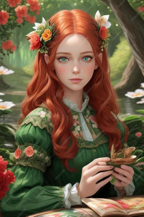 Premium Ai Image Green Eyed Girl Image Garden In The Background