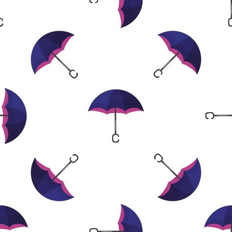 Seamless Pattern With Open Umbrellas Protecting From Rain On White