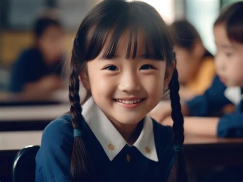 Premium Ai Image Asian Girls Education Happy Beautiful Asian Girl Is