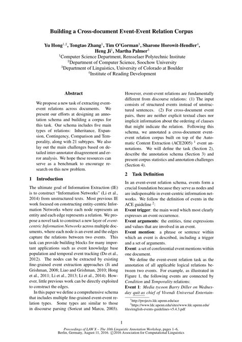 Pdf Building A Cross Document Event Event Relation Corpus