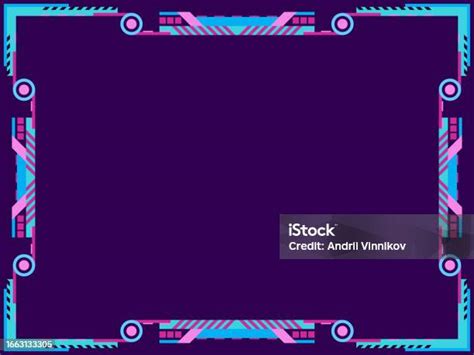 Cyberpunk Frame Linear Border In Futuristic Cyberpunk And Virtual Reality Style Frame With Place