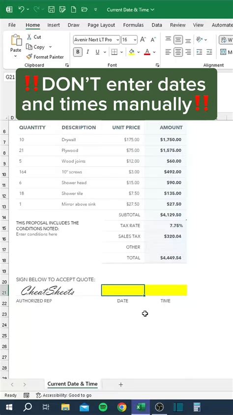 Current Date And Time In Excel‼️ Excel Rexcelcheatsheets