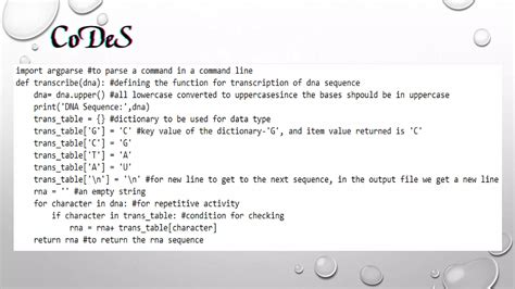 Transcription Of Dna To Rna Using Python Programming Pptx