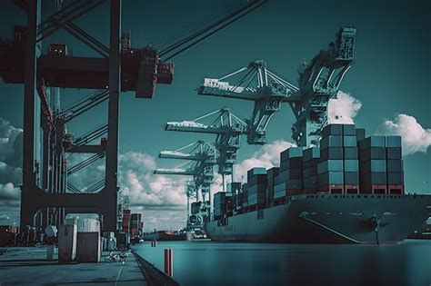 Crane Loading Cargo Container Import Container Ship In The International Terminal Logistic Sea