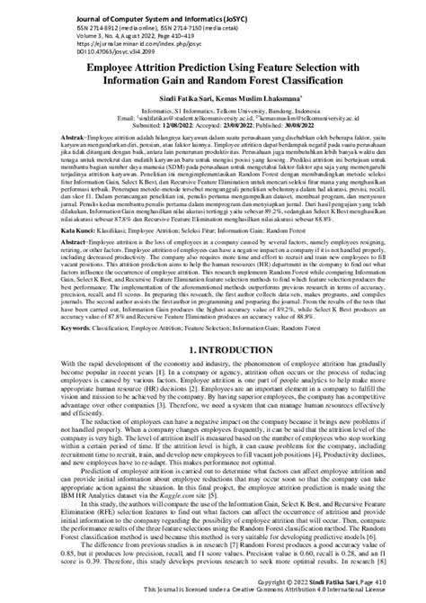 Pdf Employee Attrition Prediction Using Feature Selection With