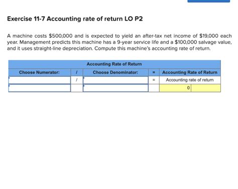 Solved Exercise 11 7 Accounting Rate Of Return Lo P2 A