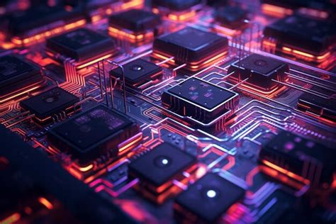 Premium Ai Image Circuit Cyberspace Closeup With Neon Lights