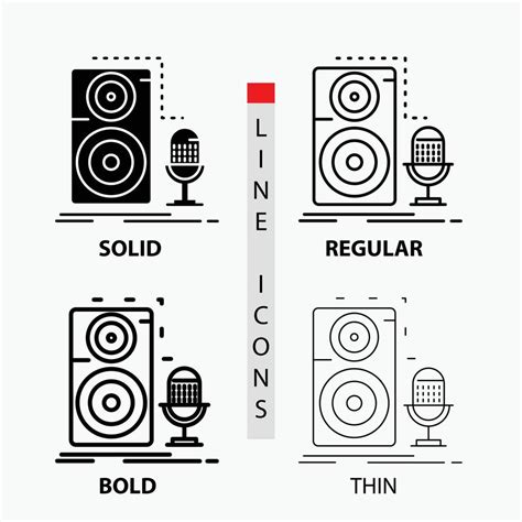 Live Mic Microphone Record Sound Icon In Thin Regular Bold Line And Glyph Style Vector
