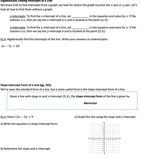 Solved Algebraically Finding Intercepts Of A LineWe Know Chegg Com